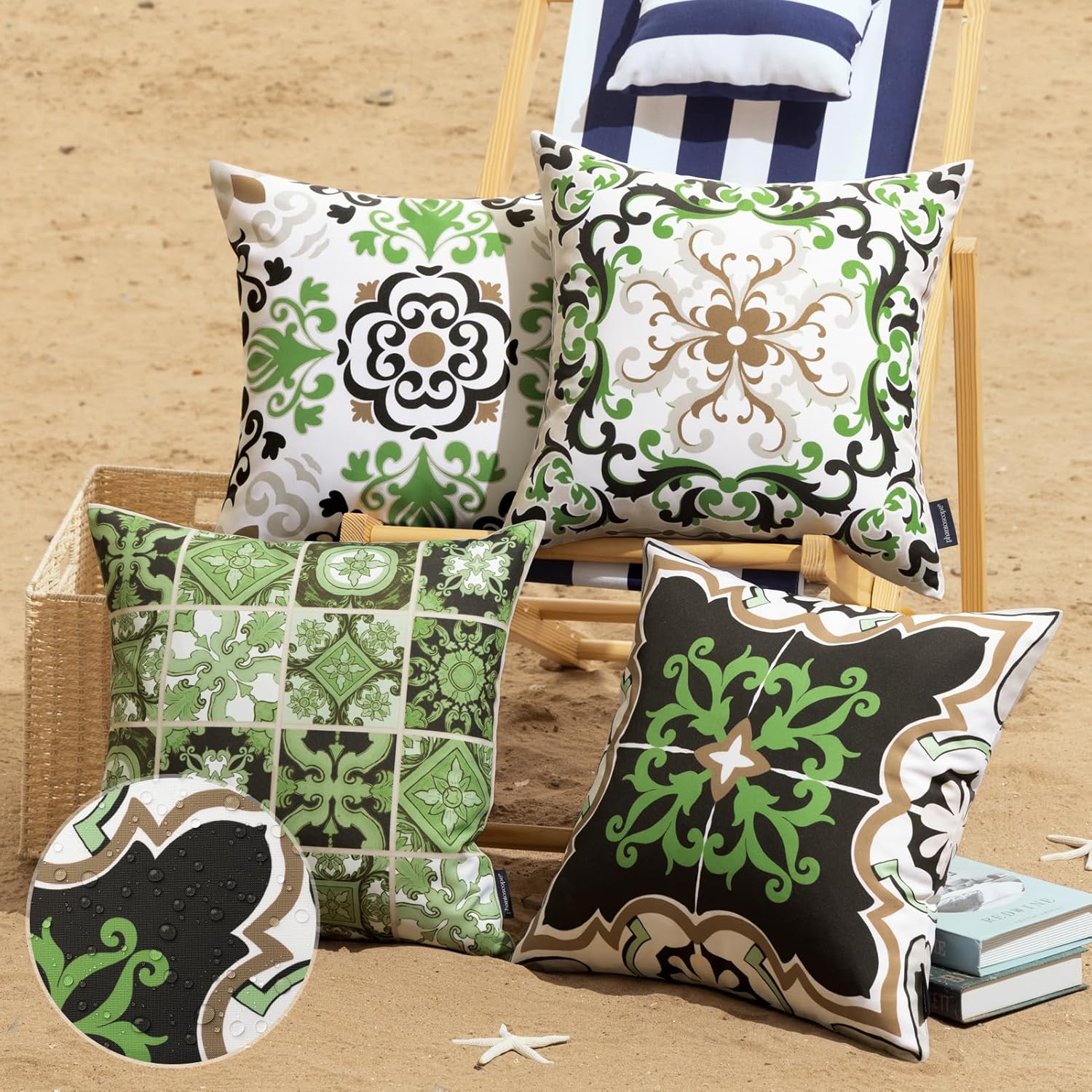 Set of 4 Decorative Boho Outdoor Waterproof Throw Pillows 18